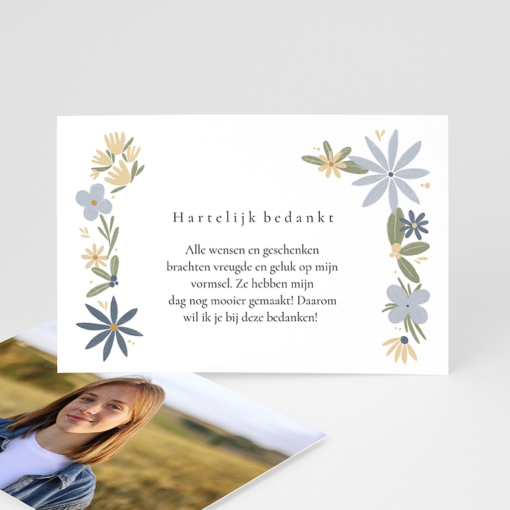 Bedankkaartjes Vormsel Bloemenpracht, dubbelzijdig | Eerste proefdruk ...